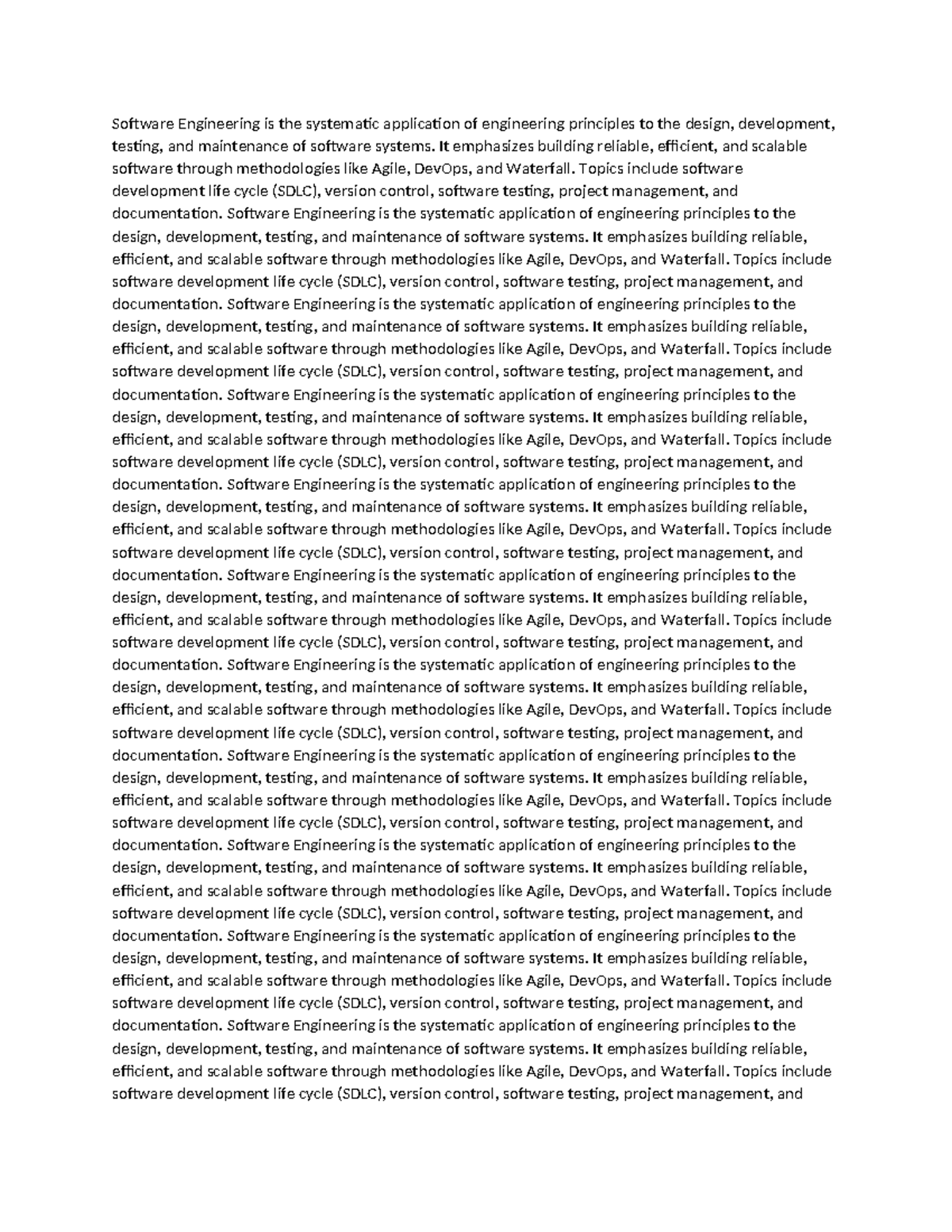 Se 101 Overview Of Software Engineering Principles And Methodologies