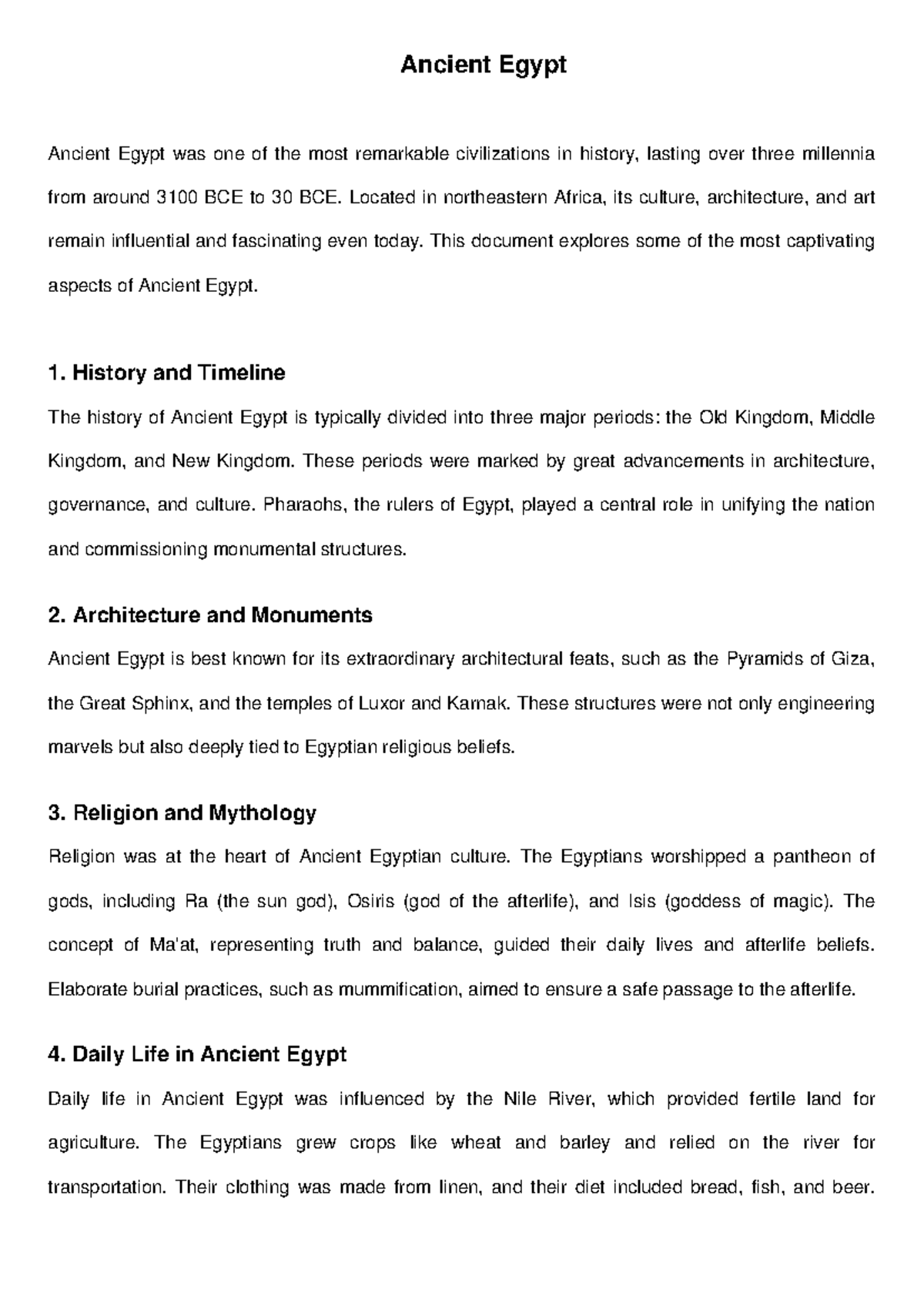 Ancient Egypt - History is a vital part of human life because it ...