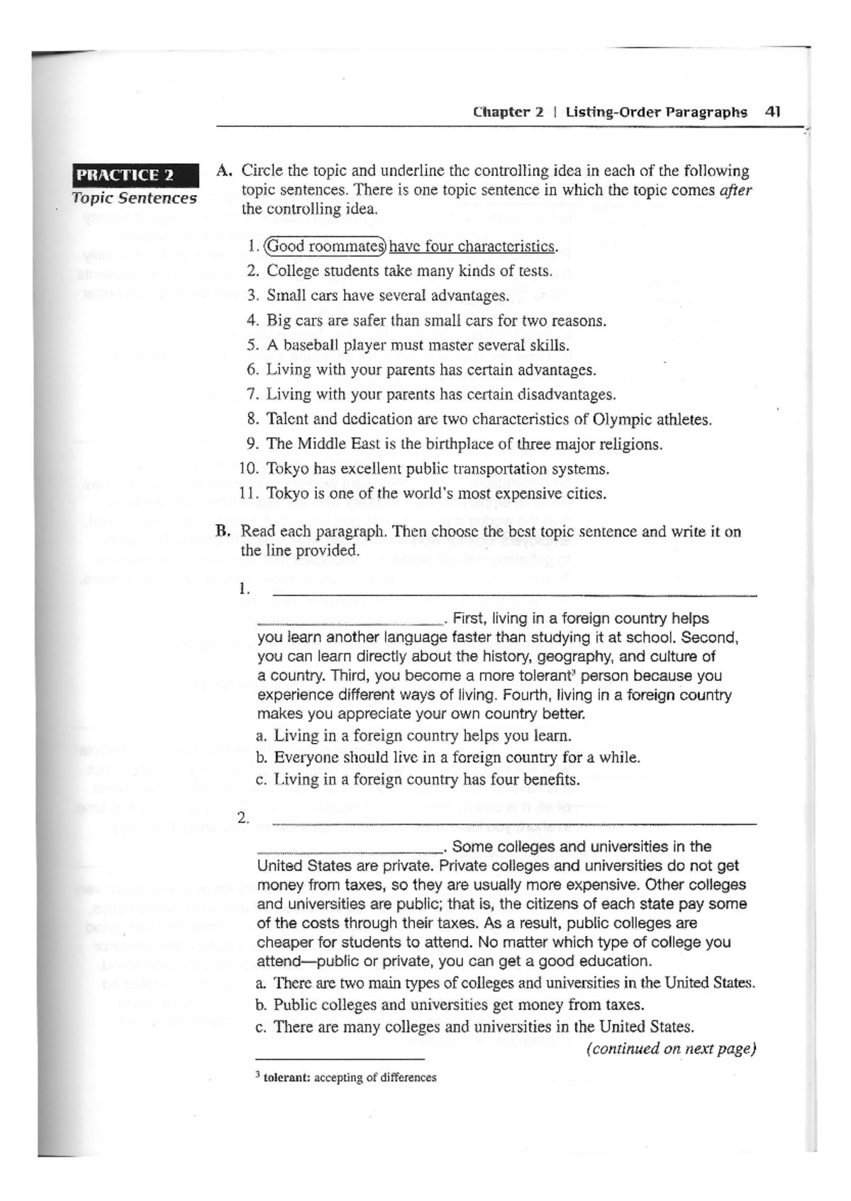 Exercises on Paragraph Development from FS Academic Writing 2 - Studocu