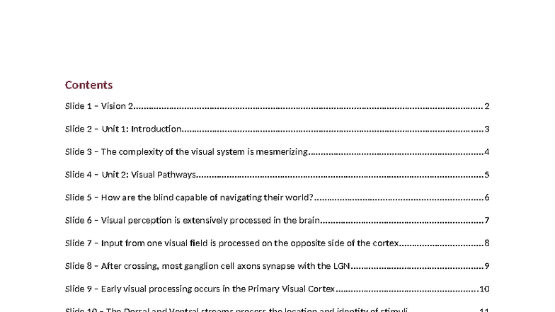 Vision 2: Exploring Visual Pathways and Evolution of the Eye - Studocu