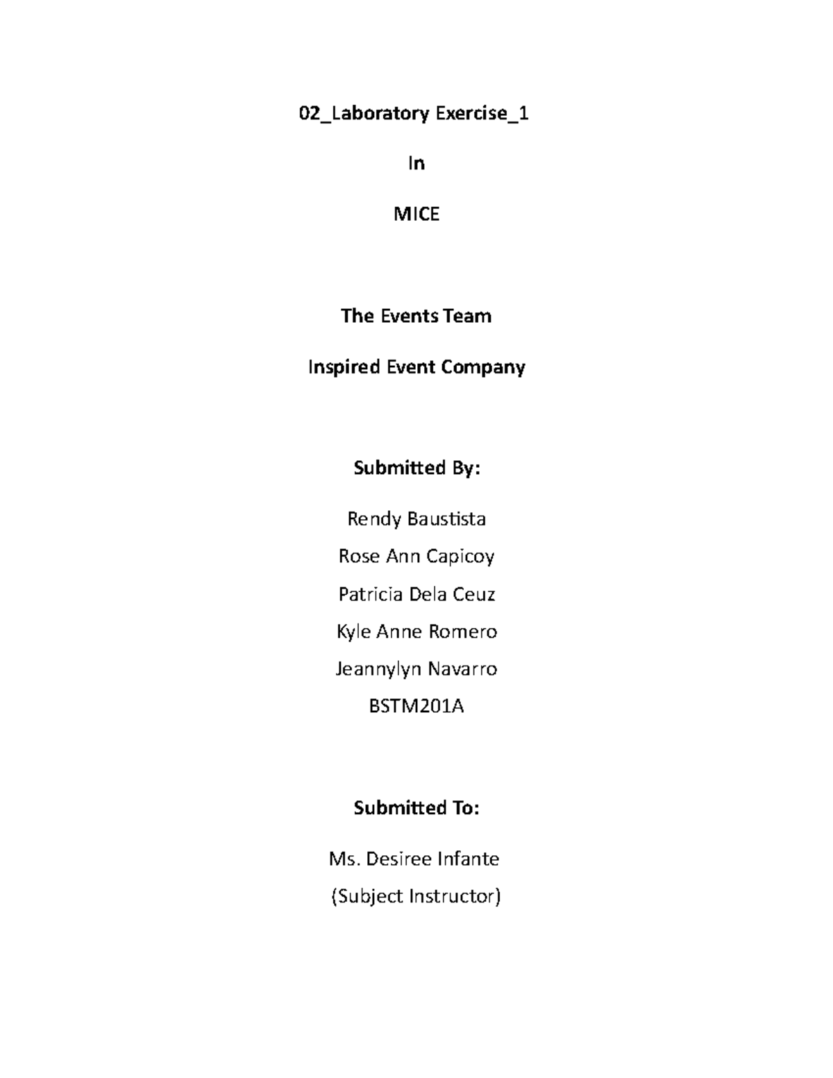 02 Laboratory Exercise 2 IN MICE - 02_Laboratory Exercise_ In MICE The ...