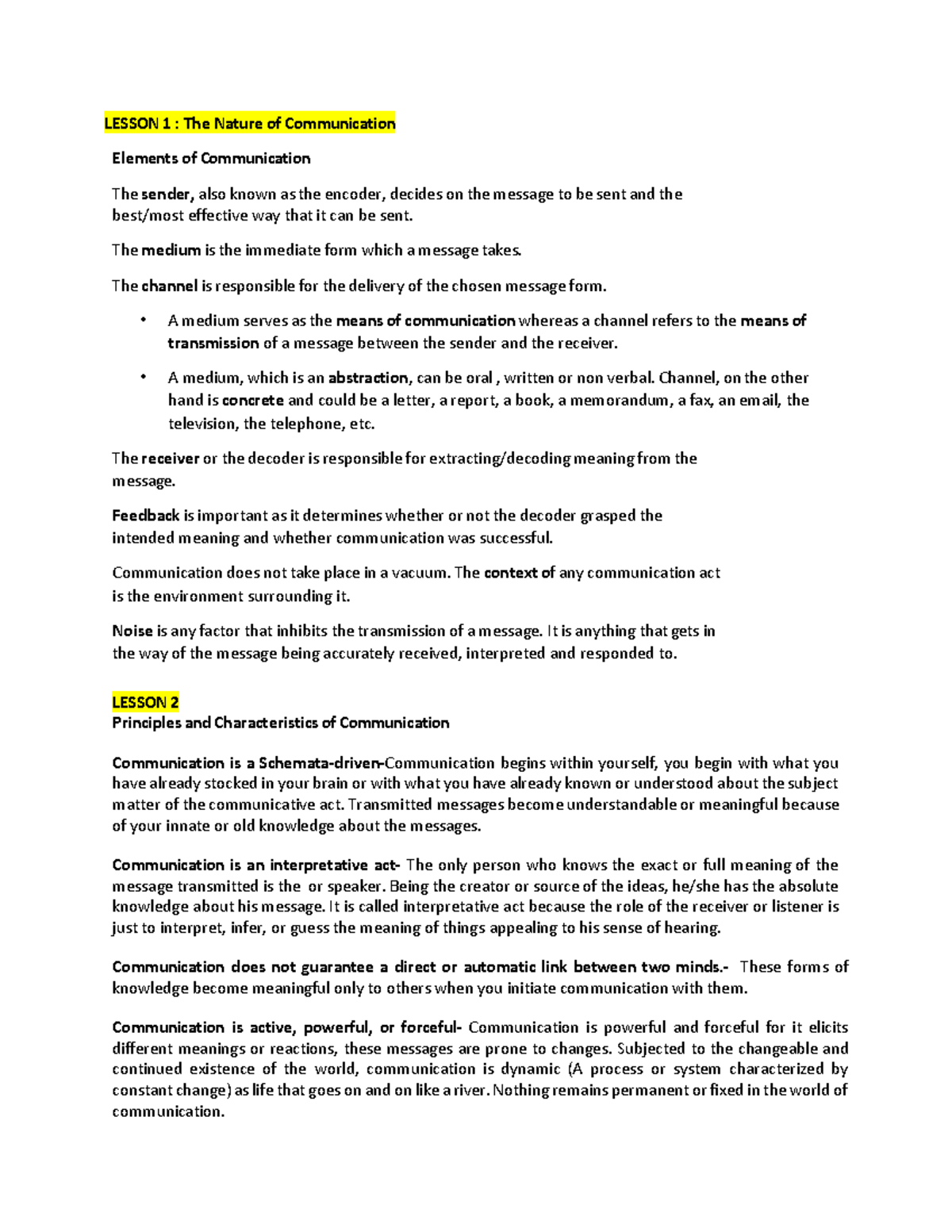PURC Prelims - PRELIM NOTES - LESSON 1 : The Nature of Communication ...