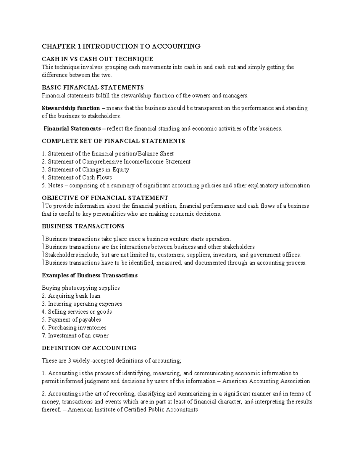 FABM 1 - Chapter 1: Introduction to Accounting Techniques and Functions ...