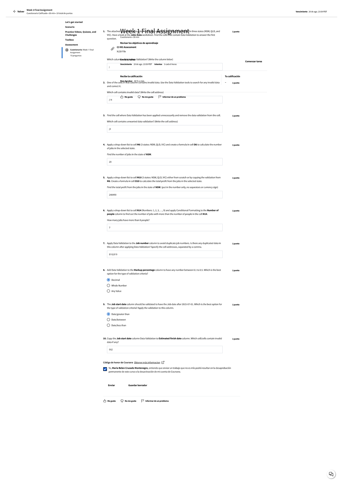 Week 1 Final Assignment Coursera - Let's get started Scenario Practice ...