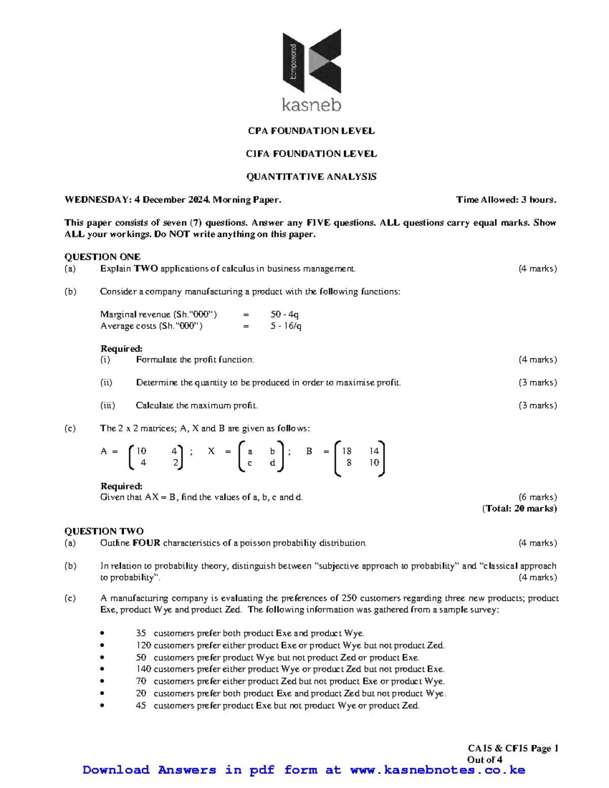 FRA August 2024 - CPA Intermediate Level Financial Reporting Past Paper - Studocu