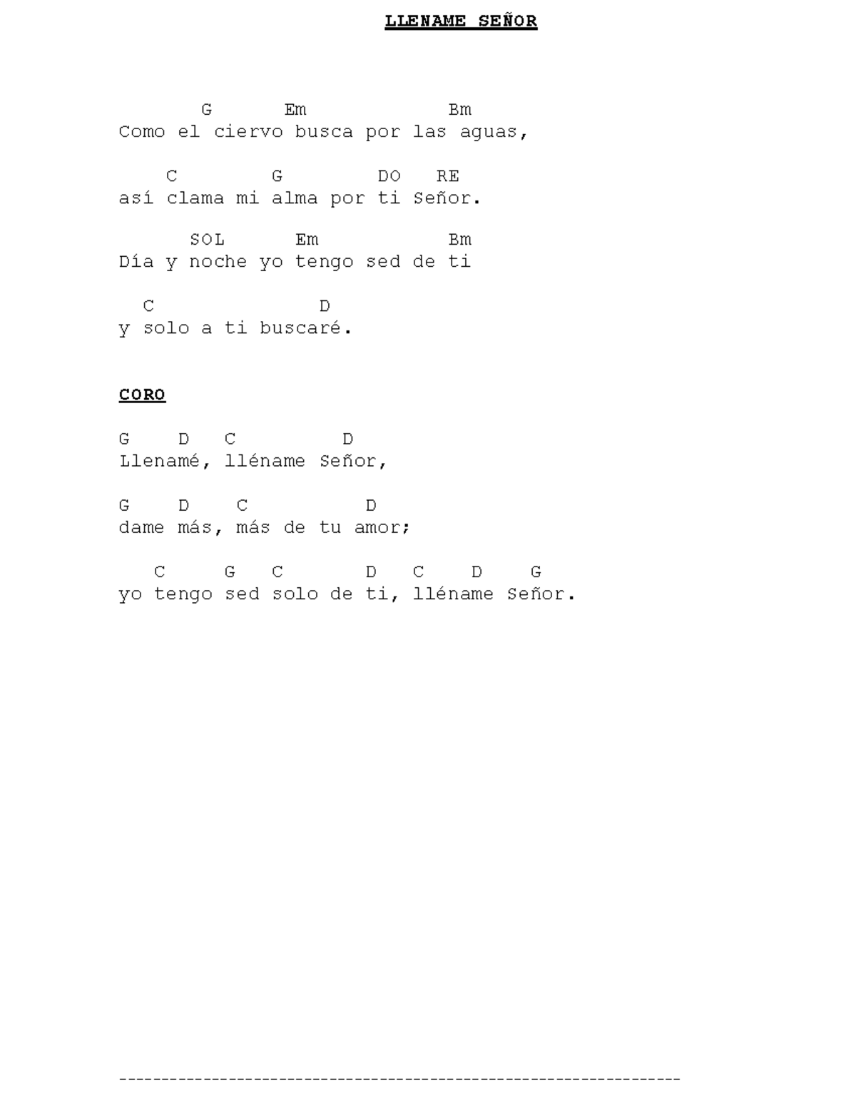 LLENAME SEÑOR - Canciones y Letras para Guitarra - Studocu
