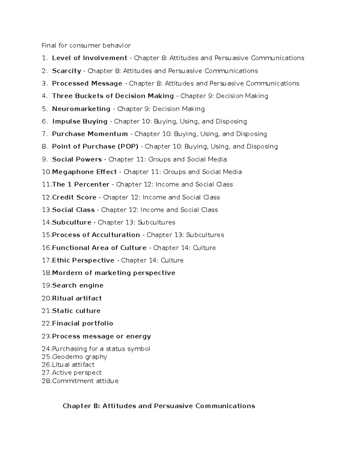 Final Exam Study Guide for Consumer Behavior (CB 101) - Studocu