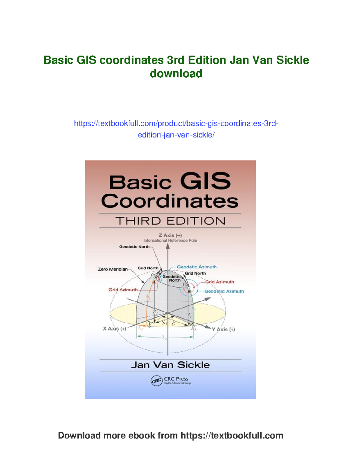 Basic GIS Coordinates, 3rd Edition by Jan Van Sickle - Overview - Studocu