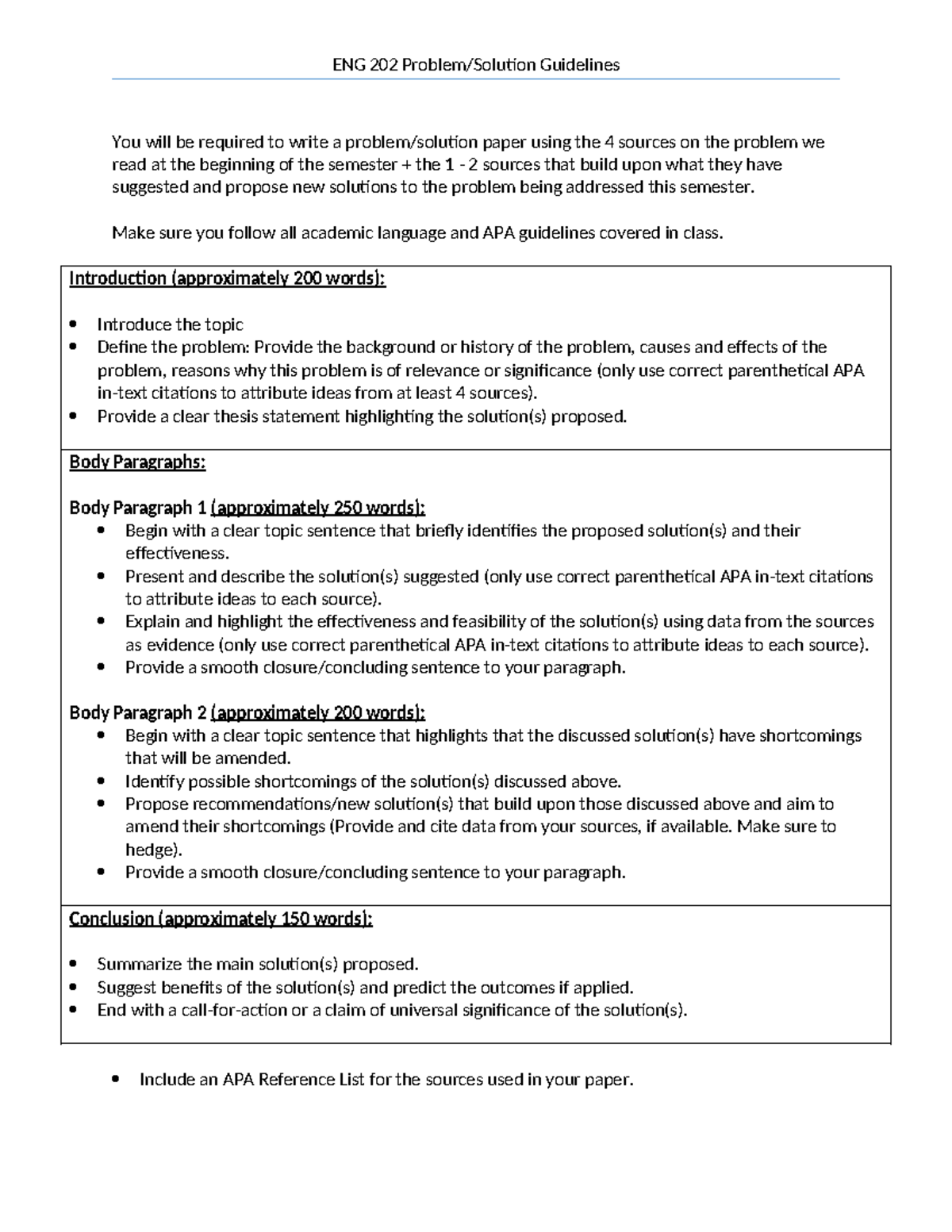 ENG 202 Problem/Solution Paper Guidelines and Structure - Studocu