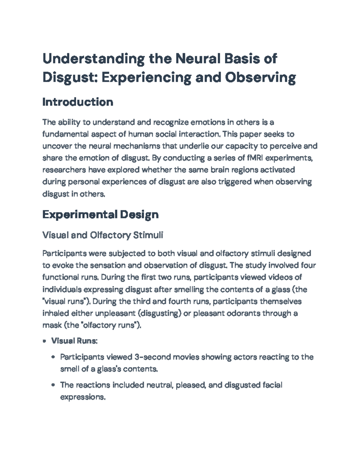 Understanding Neural Mechanisms of Disgust: fMRI Insights and ...