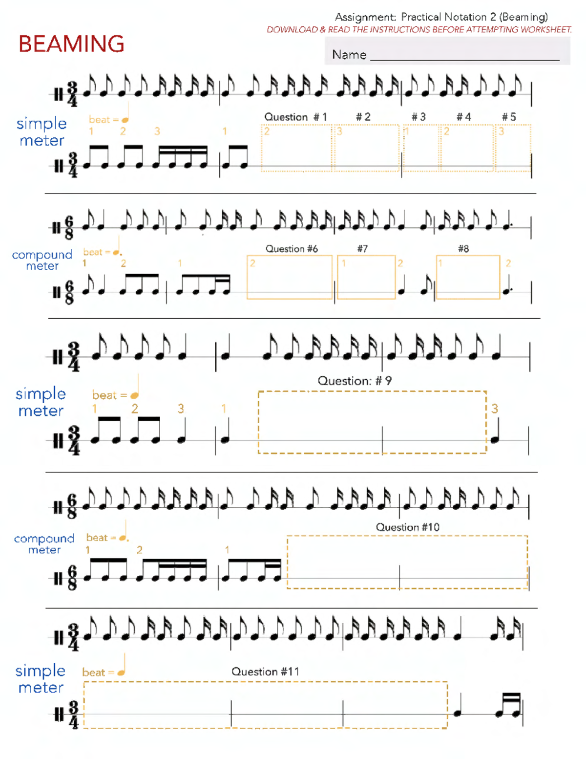 Assignment 14: Practical Notation 2 (Beaming) Worksheet - Studocu