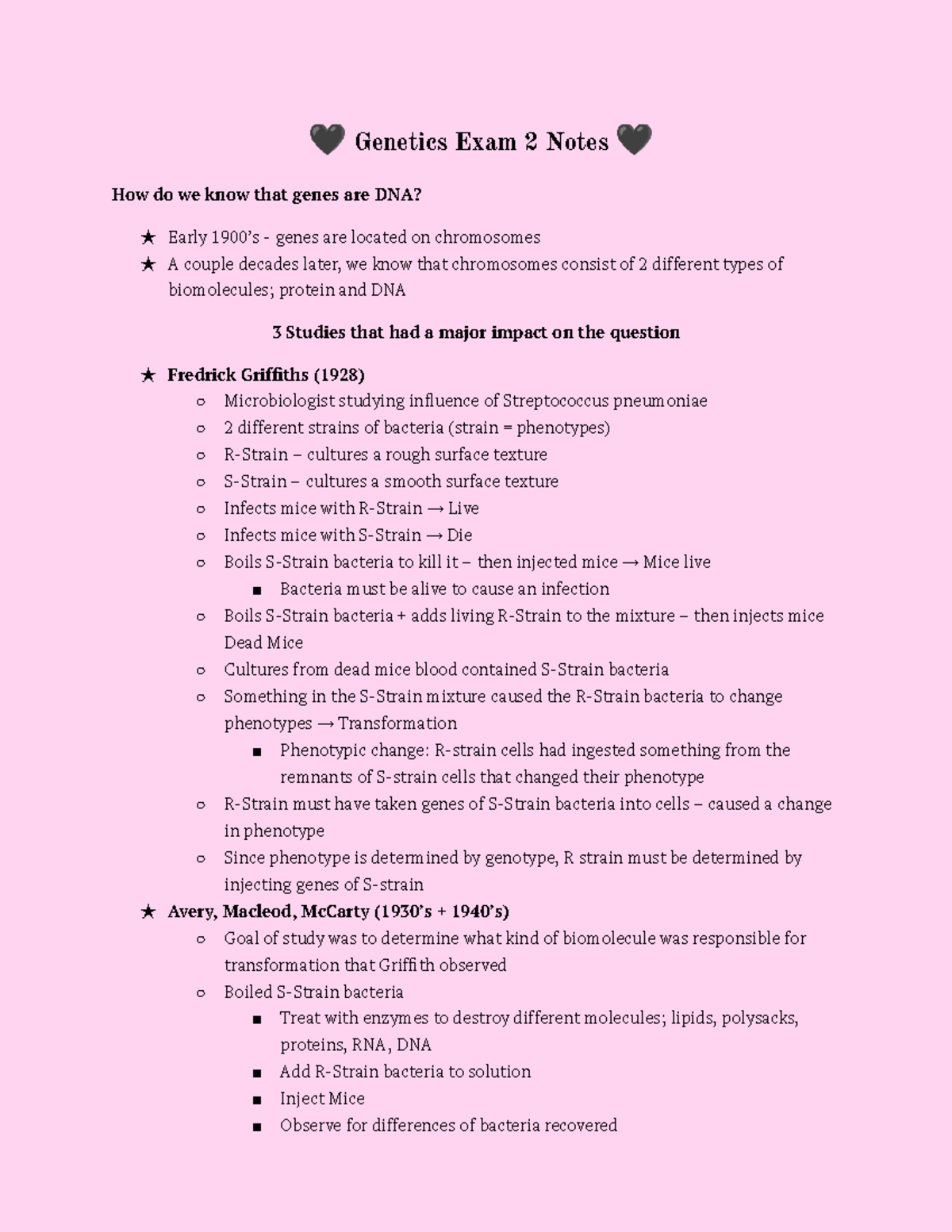 Genetics Exam 2 Study Notes: Key Concepts and DNA Structure - Studocu