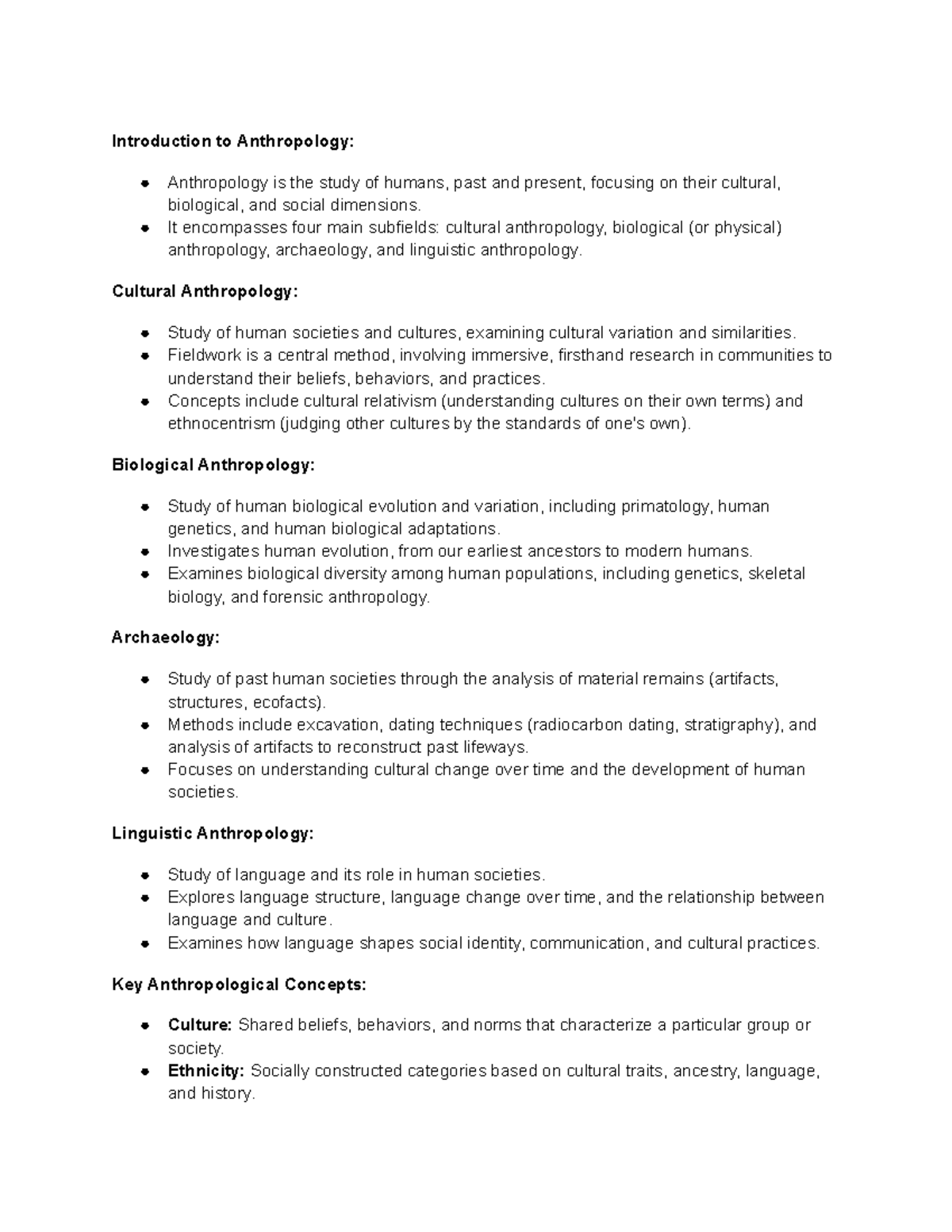 ANTH 100 - Key Concepts in Anthropology: A Summary - Studocu