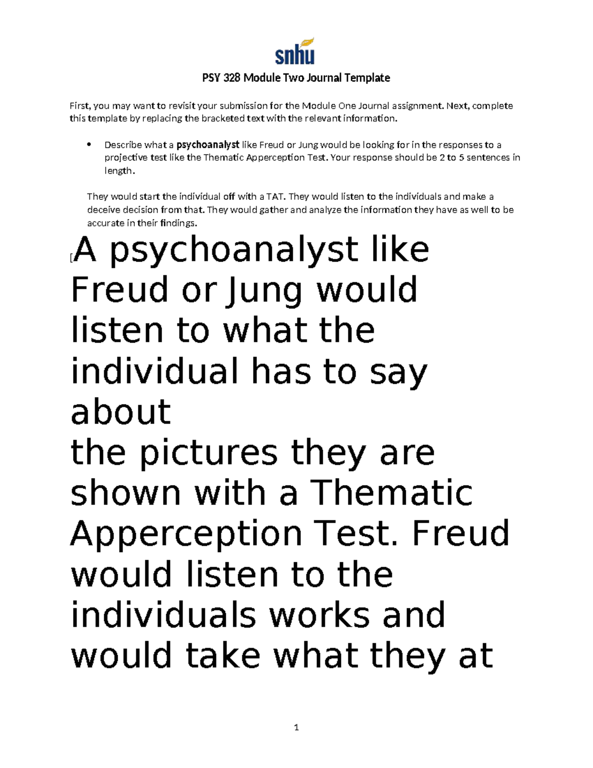PSY 328 Module Two Journal HW - Next, complete this template by ...