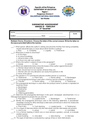 ARTS-10 Q4 M1 - arts - 10 Arts 10 Quarter 4 - Module 1 Theatrical Forms and Elements of Art as ...