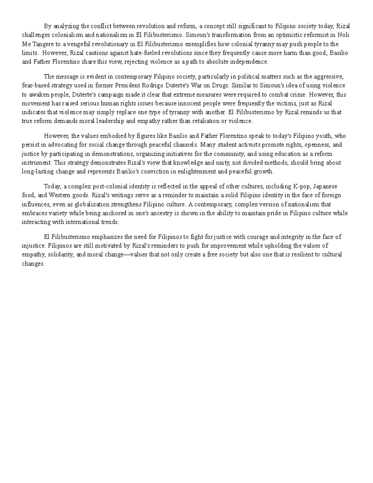 Reflection - bio - By analyzing the conflict between revolution and ...