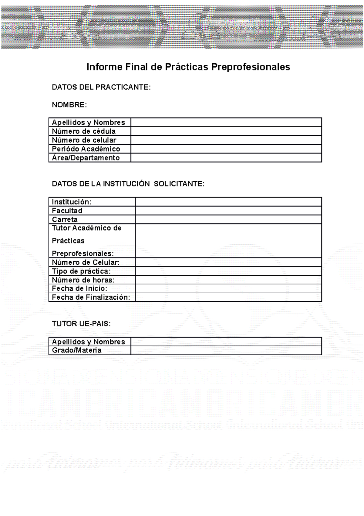 Modelo de Informe practicas 2022 - Informe Final de Prácticas Preprofesionales DATOS DEL - Studocu