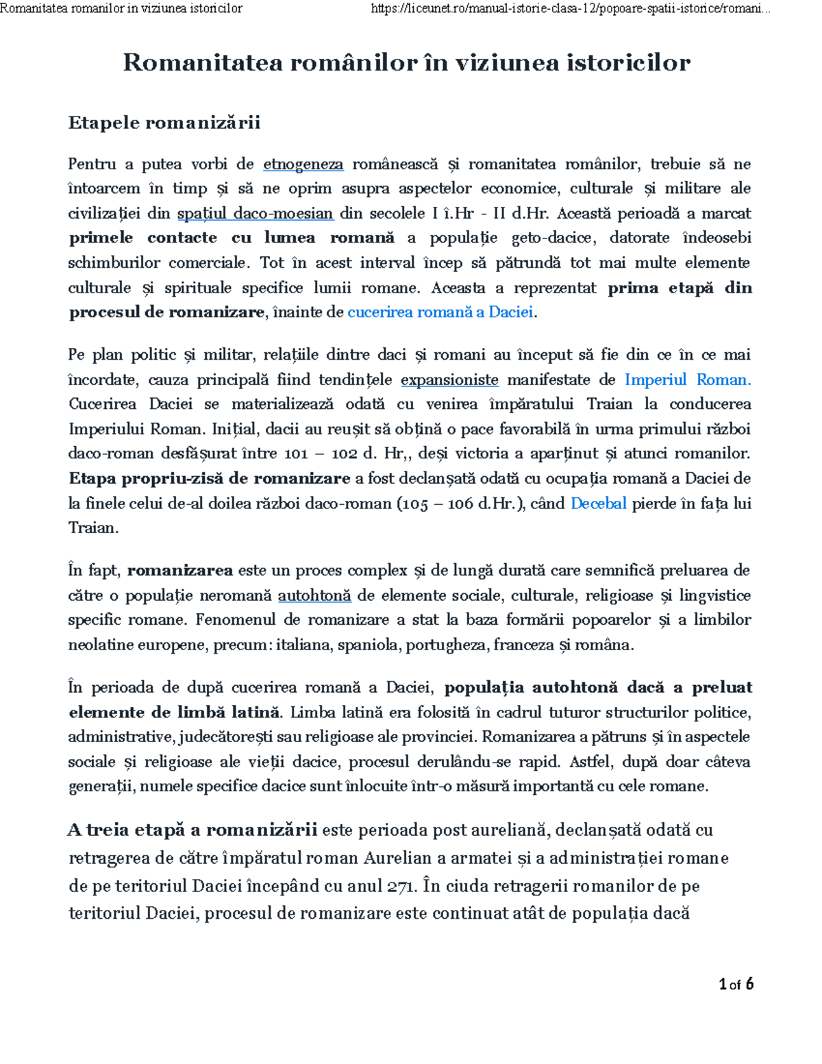 Romanitatea romanilor in viziunea istoricilor - Romanitatea românilor ...