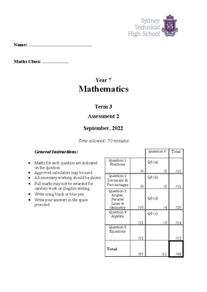 Year 7 Numeracy 01 Worksheet - Year 7 Numeracy 01 Worksheet Twenty-five ...