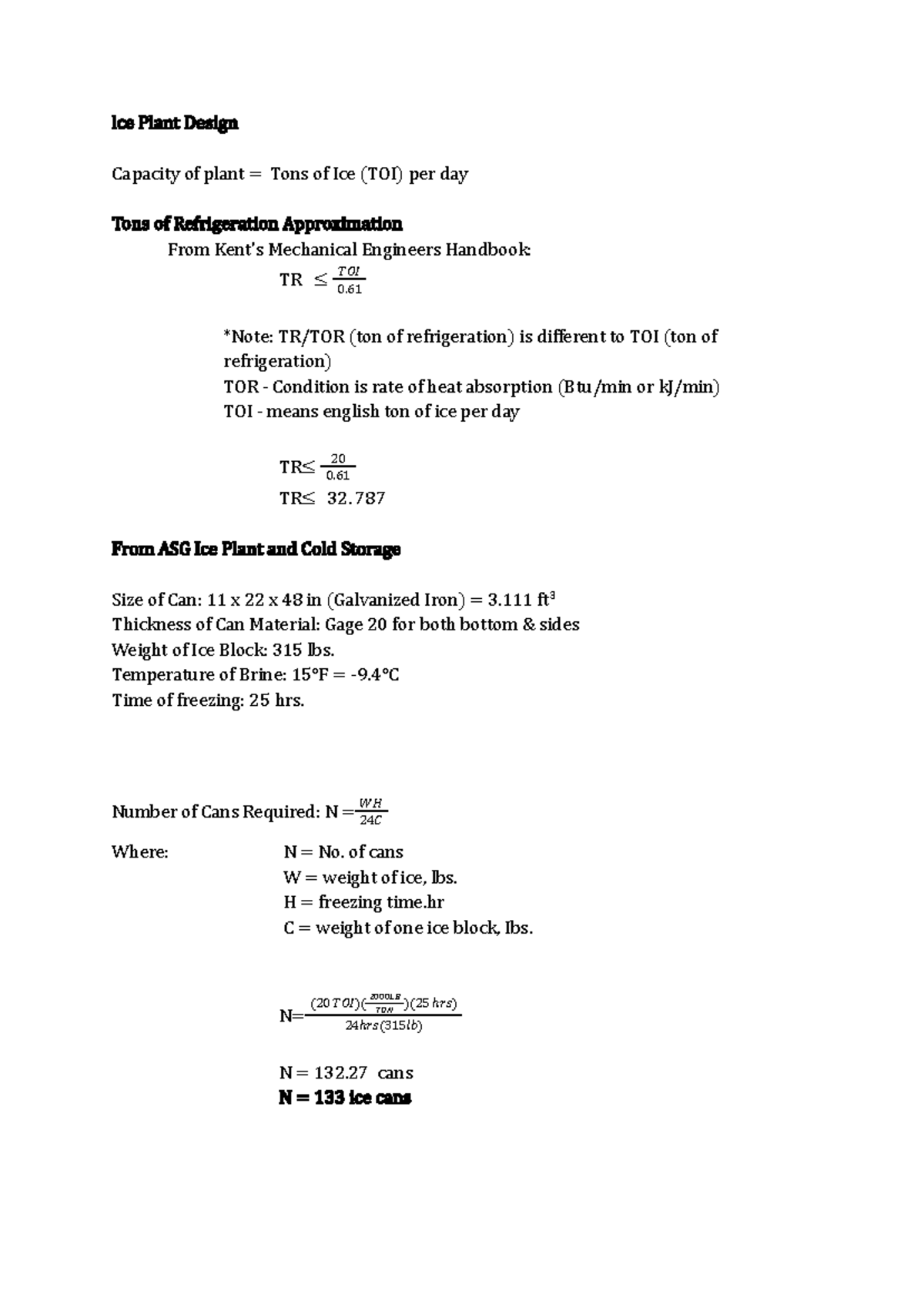 ME3207-Ice Plant Design Proposal Group 9 Analysis PDF - Studocu
