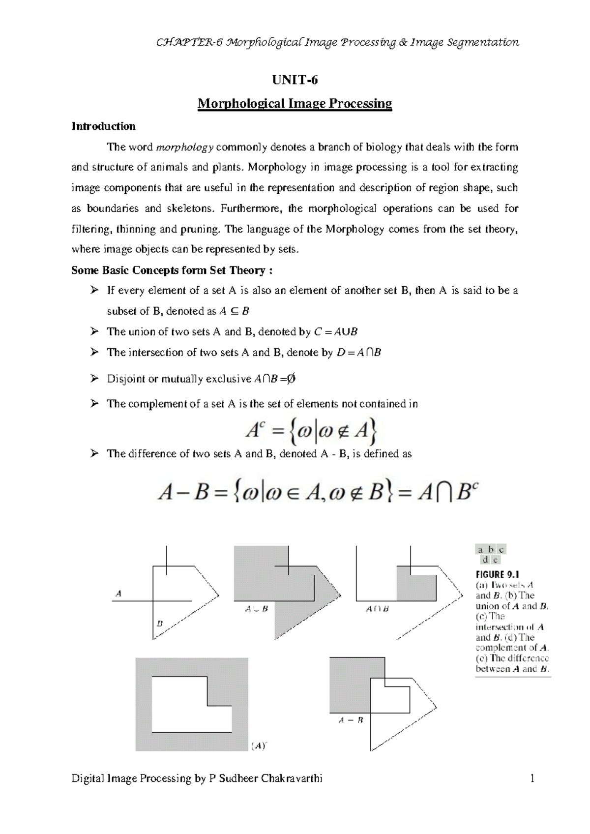 Morphological Image Processing and Segmentation Techniques (DIGP 101) - Studocu