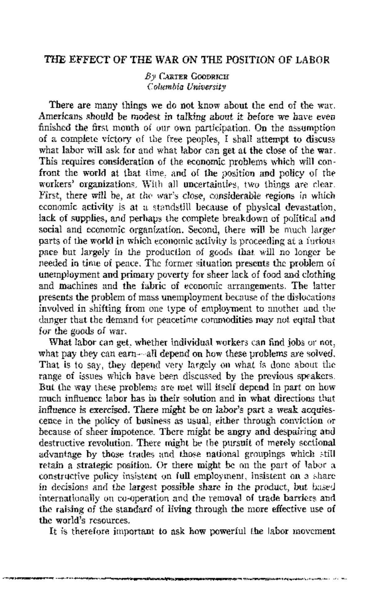 The Effects of War on Labor Position: A Comprehensive Analysis - THE ...