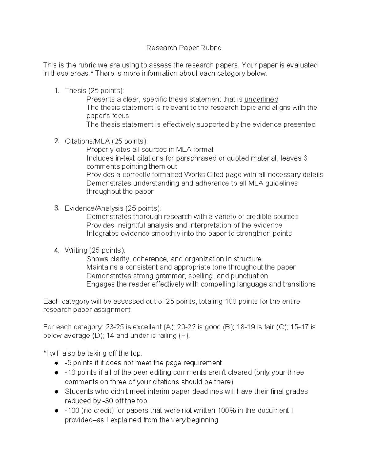 Research Paper Rubric (2026): Assessment Criteria Explained - Studocu