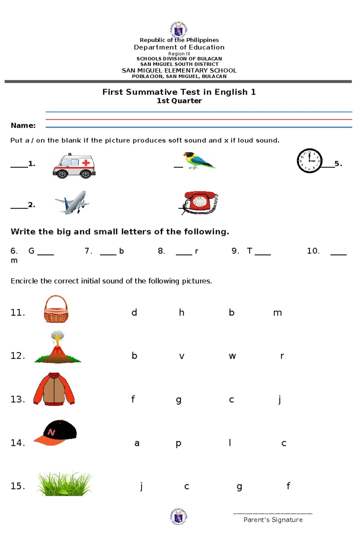 Second Summative Test in ALL Subjects 1st Quarter - Studocu
