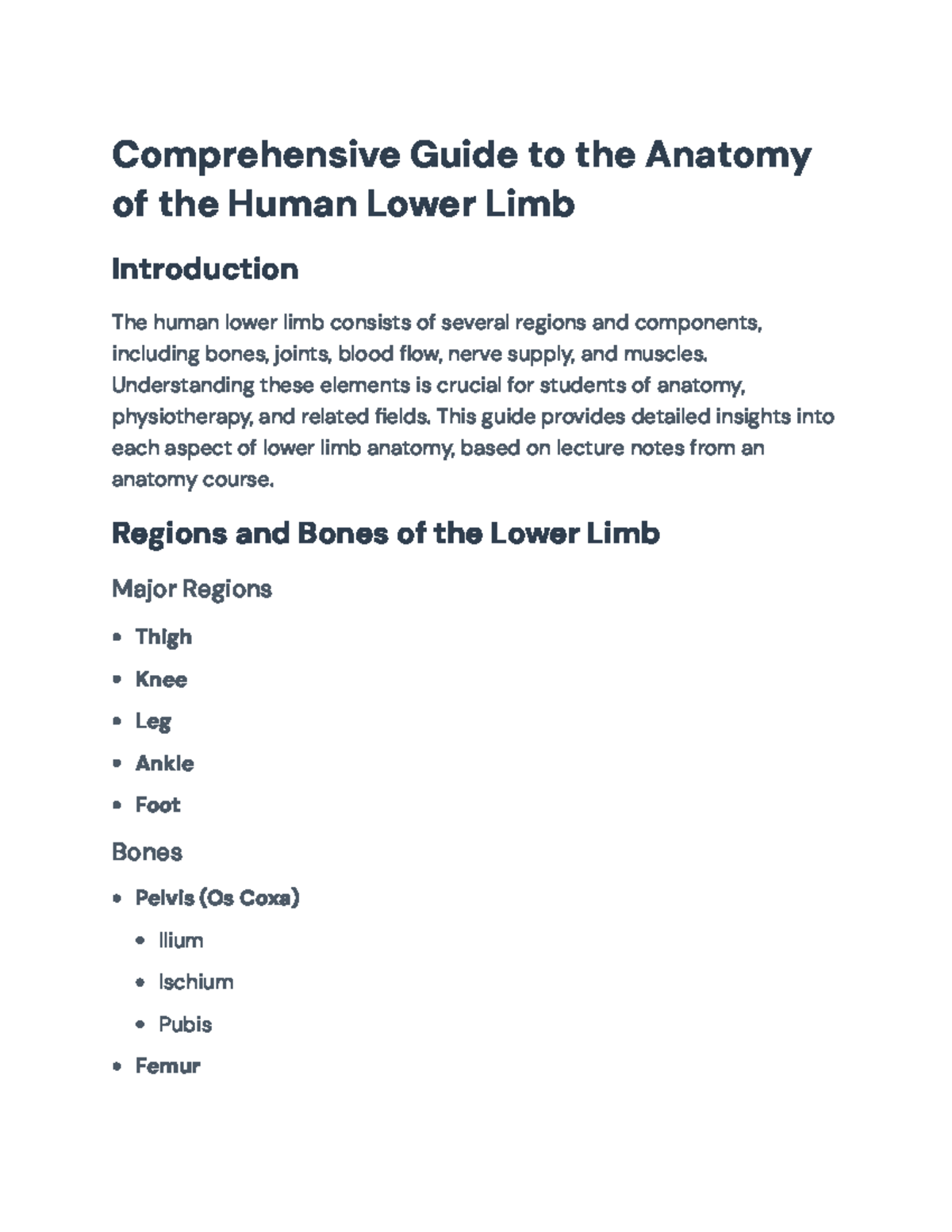 Lower Limb Anatomy Overview: Comprehensive Guide for Anatomy Course ...