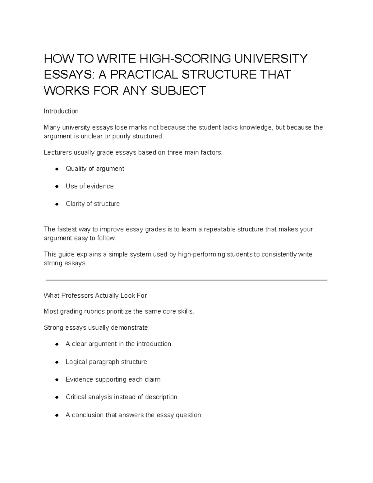 HOW TO Write High-Scoring University Essays: A Practical Guide - Studocu