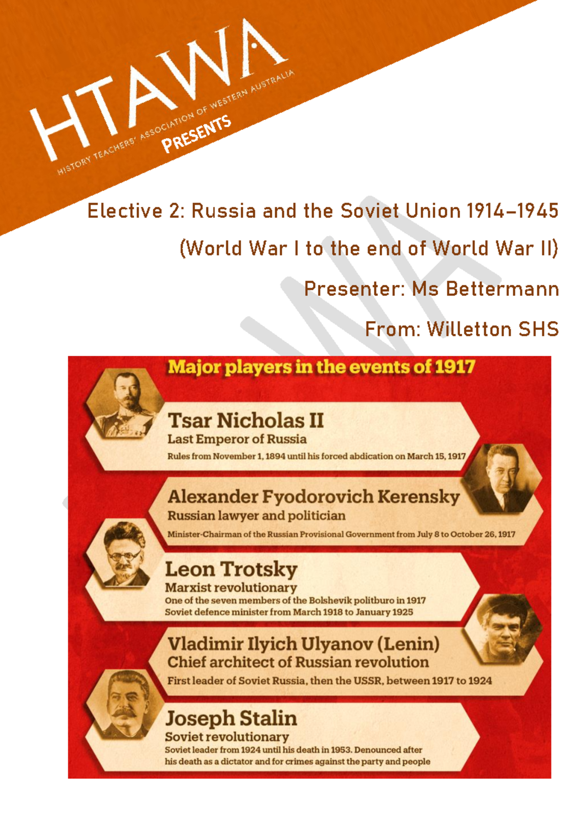 Elective 2: Russia & the Soviet Union (WWI to WWII) Study Guide - Studocu