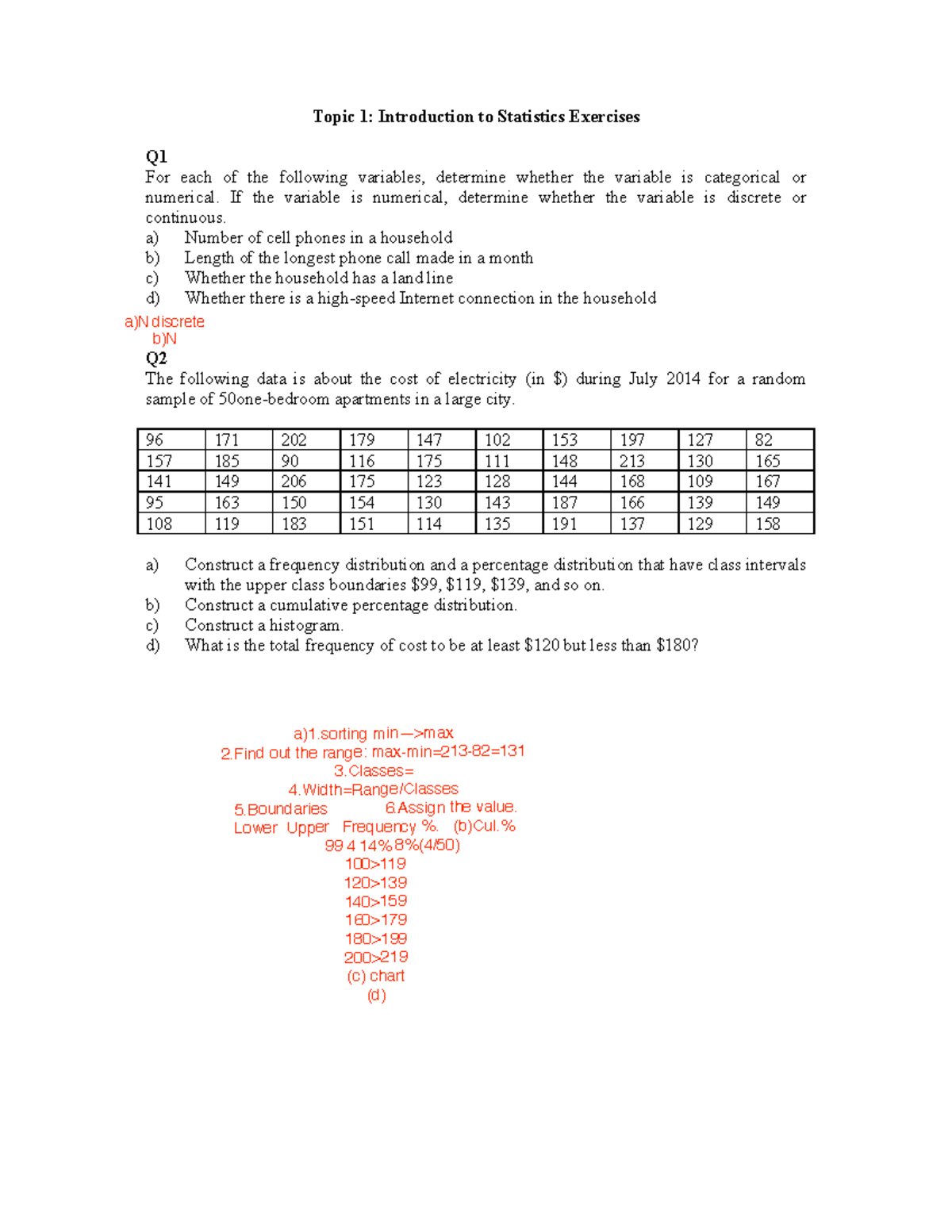 Topic 1: Intro to Statistics Exercises - Practice Questions for MATH101 ...