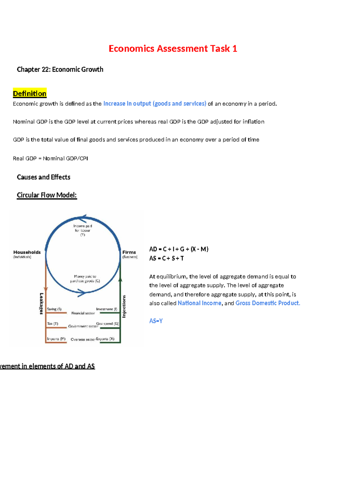 Economics Assessment Task 1: Economic Growth, Inflation, and Income ...