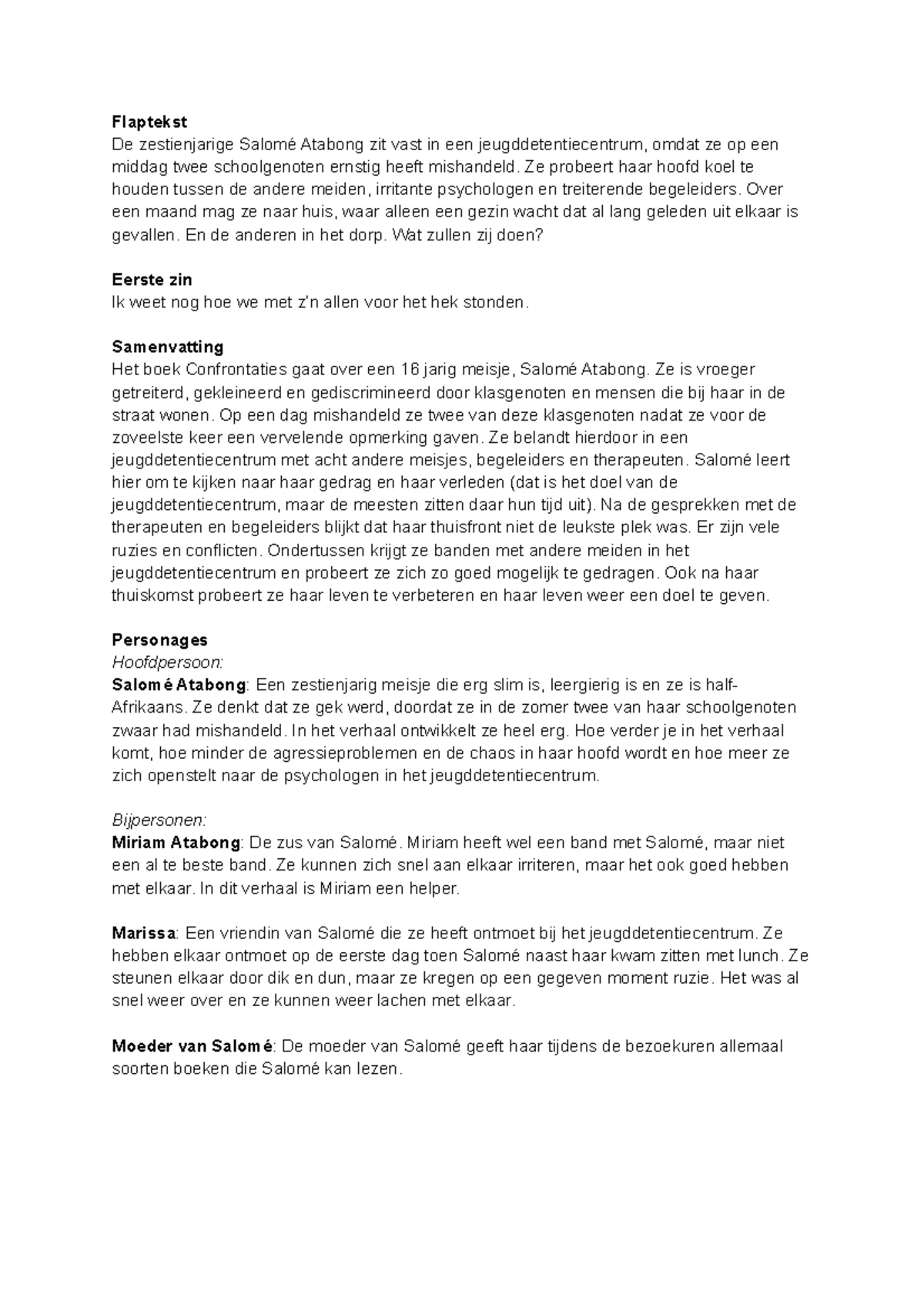 Boekverslag Confrontaties - Boekverslag Naam, klas, datum Simone ...