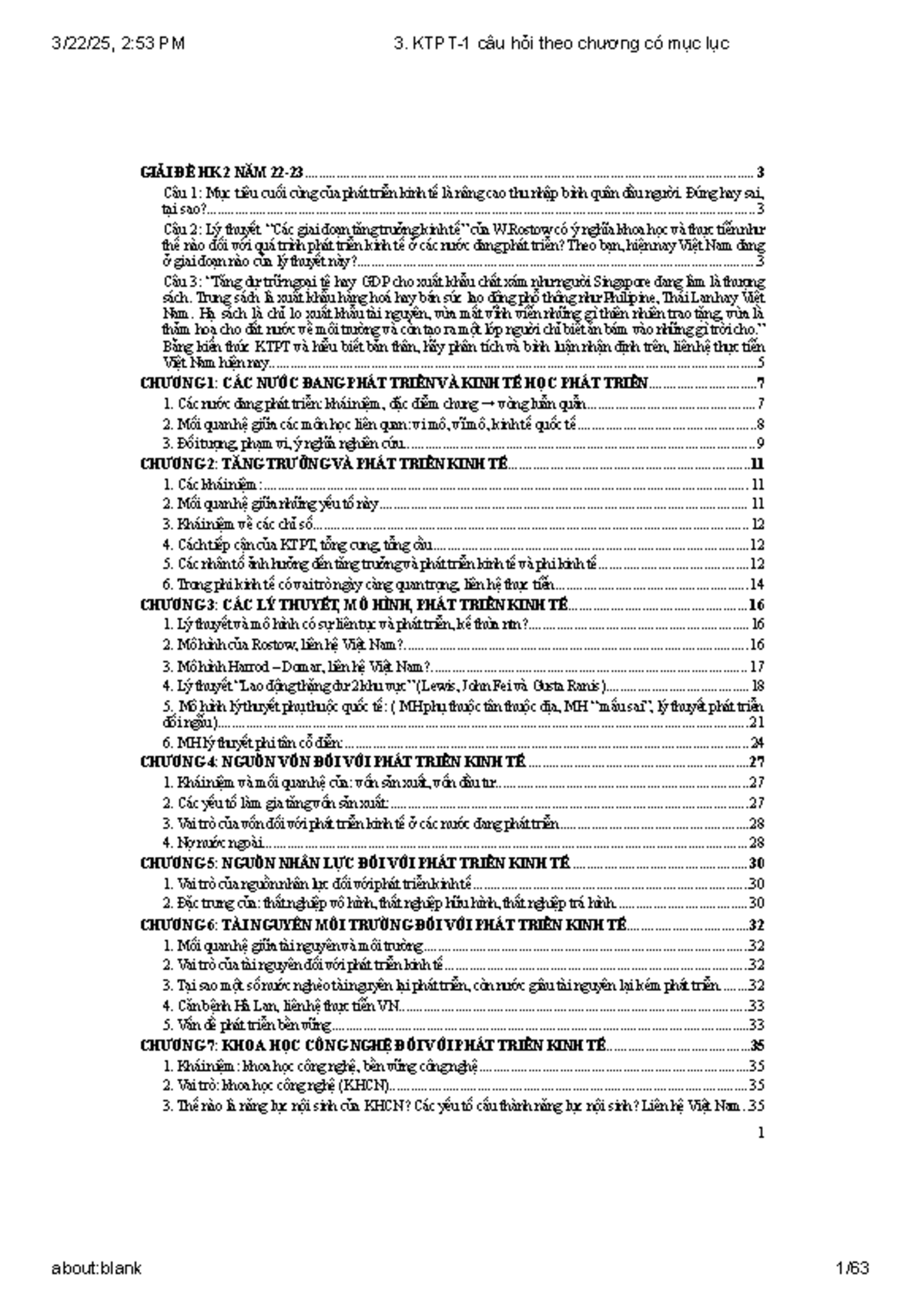 KTPT-1: Câu Hỏi Chương Kinh Tế và Tăng Trưởng Bền Vững - Studocu