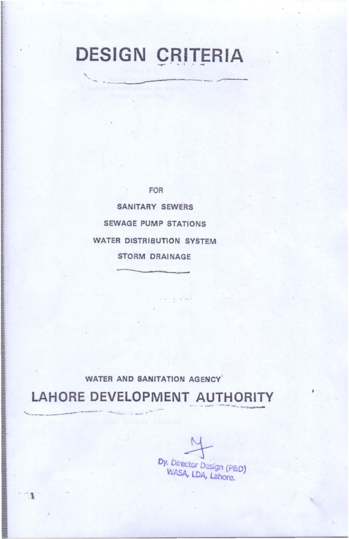 Final Design Criteria for Sanitary Sewers & Water Systems (WASA) - Studocu