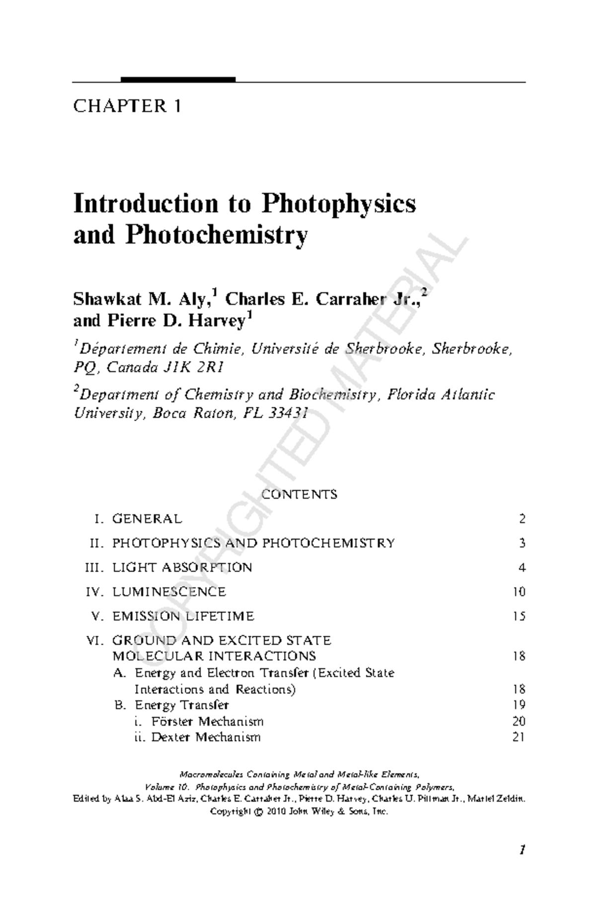 CHAPTER 1: Introduction to Photophysics and Photochemistry (Course Code ...