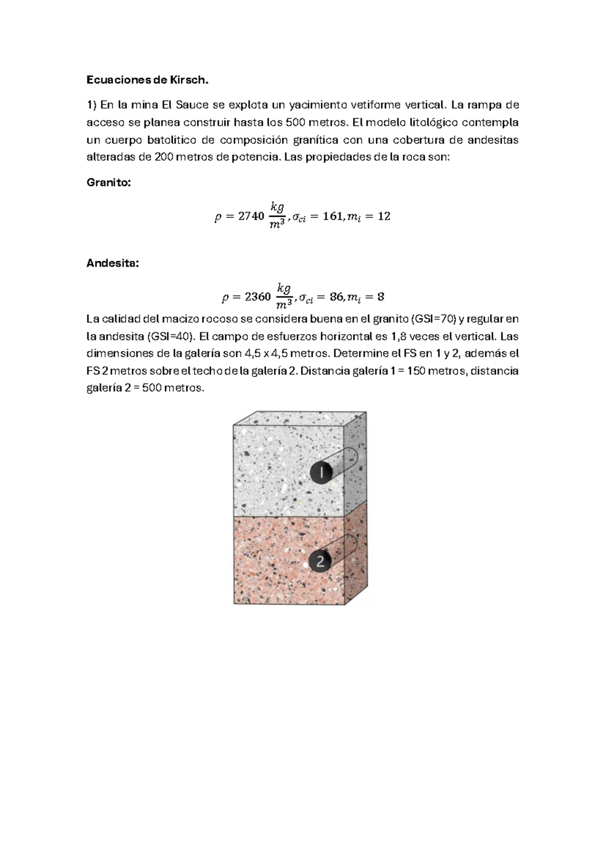 Ayudantía 8 - Estabilidad de Galerías y Ecuaciones de Kirsch - Studocu