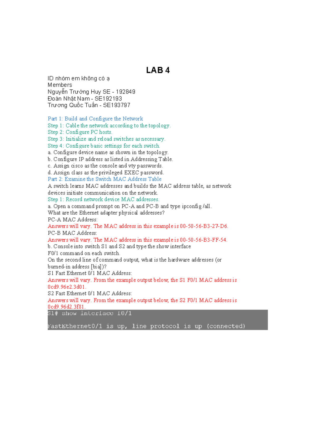 LAB 4 NWC: Network Configuration & MAC Address Table Analysis - Studocu