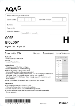 Biology P2 2021: GCSE Higher Tier Exam Paper Analysis - Studocu