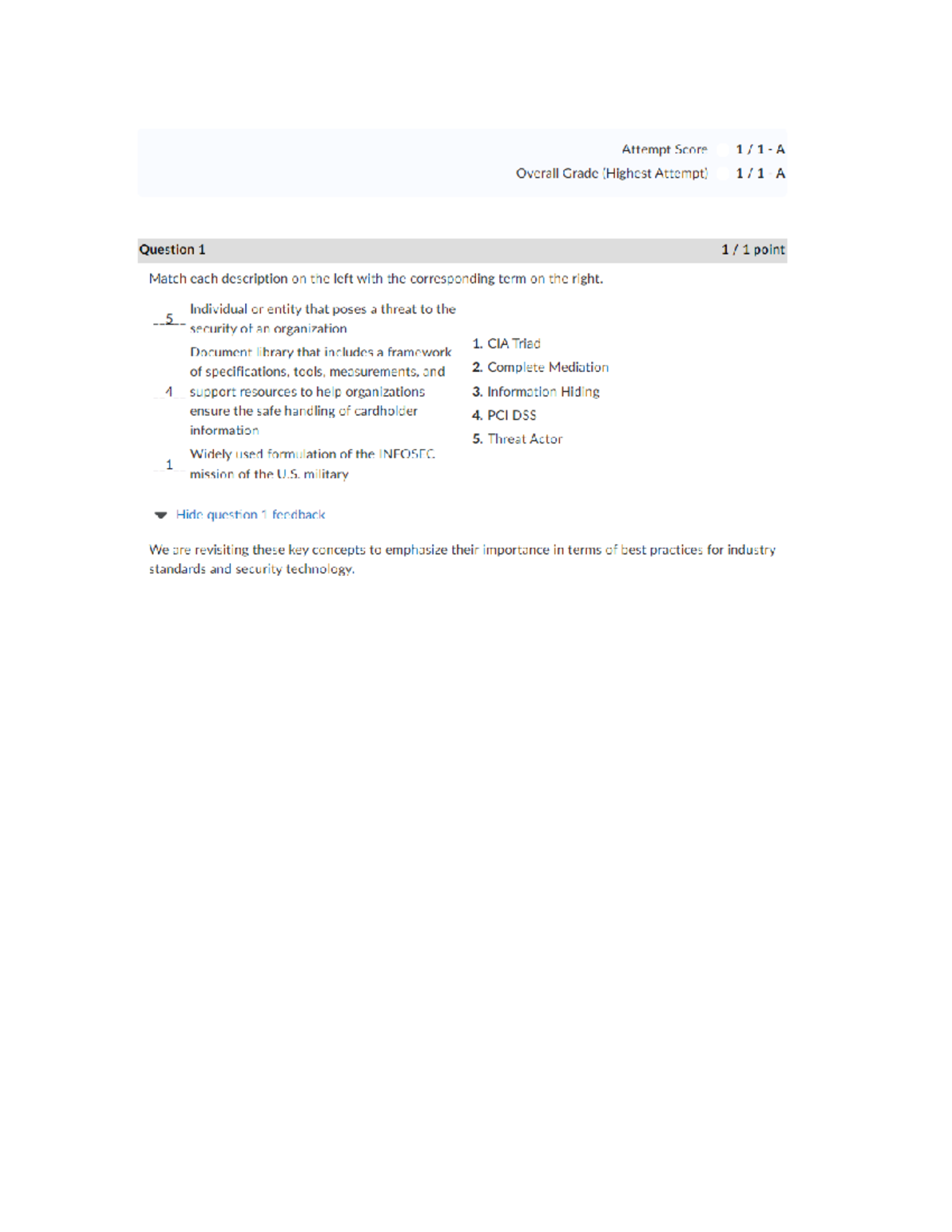 CYB 200 - Module 5 Knowledge Check on Security Concepts and Terms - Studocu