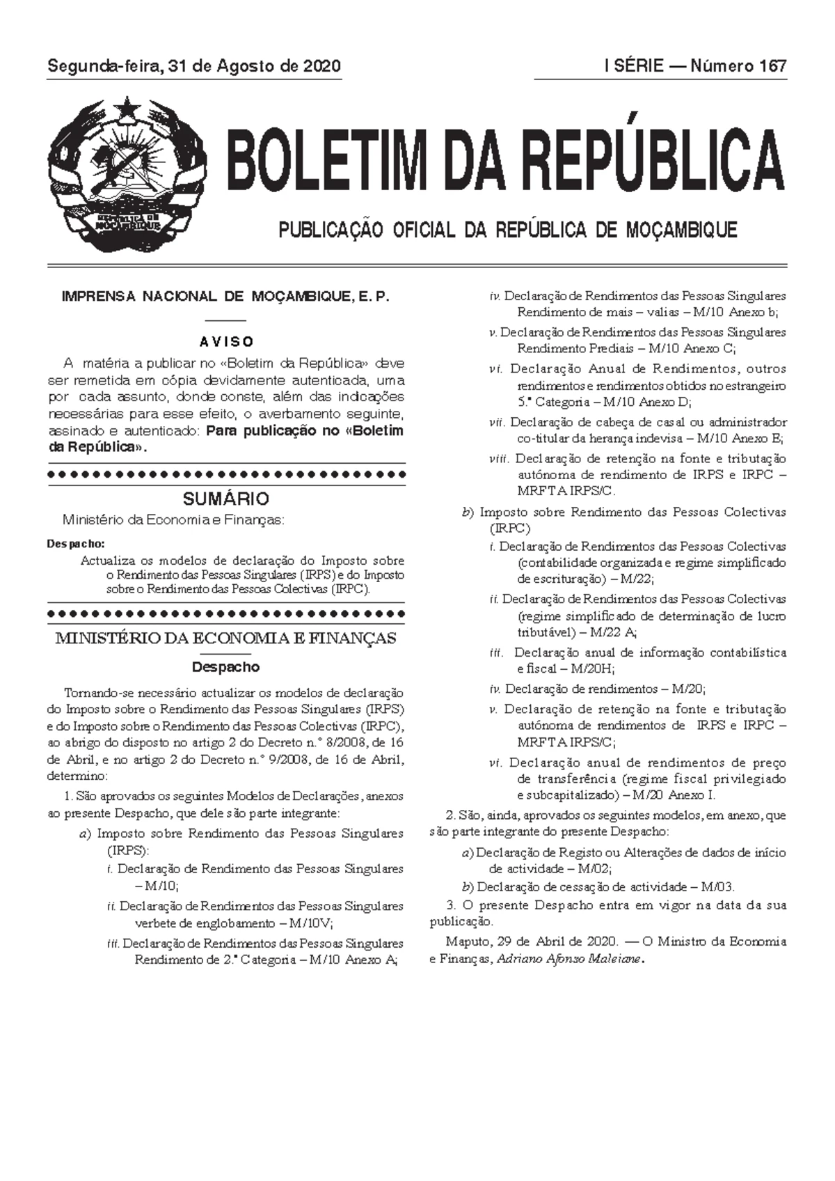 IRPC M-22 - Declaração de Rendimentos 2023 e Instruções de ...