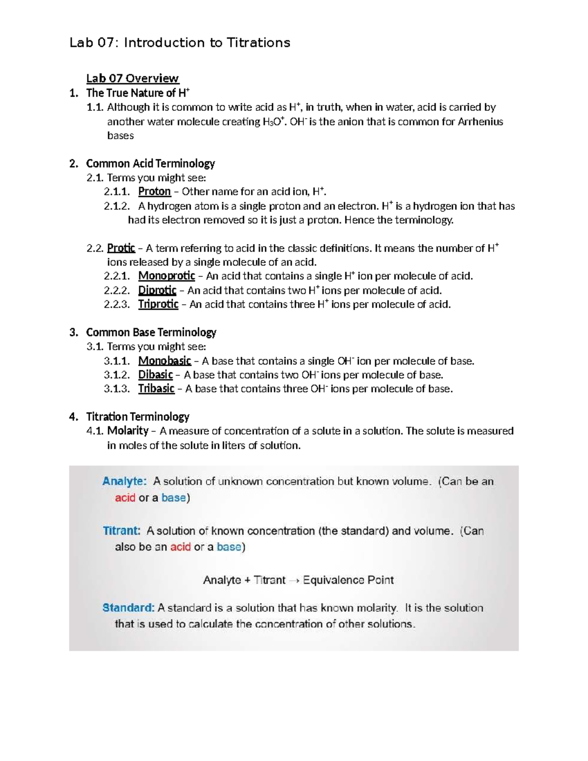 Lab 07: Titrations and Acid-Base Chemistry Concepts Explained - Studocu