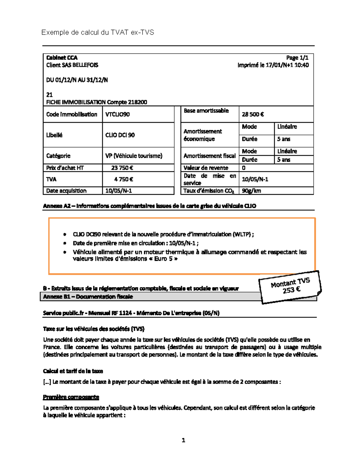Calcul de la TVAT et TVS pour le véhicule CLIO DCI90 - RERG - Studocu