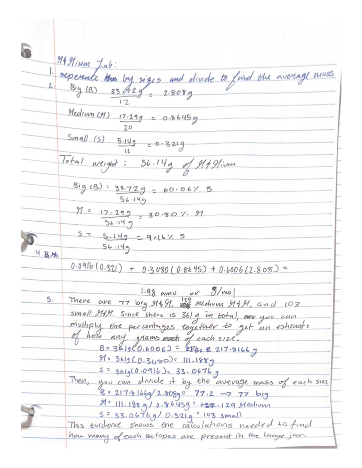 914 Mium Lab: Average Mass Calculation of Isotopes - Studocu