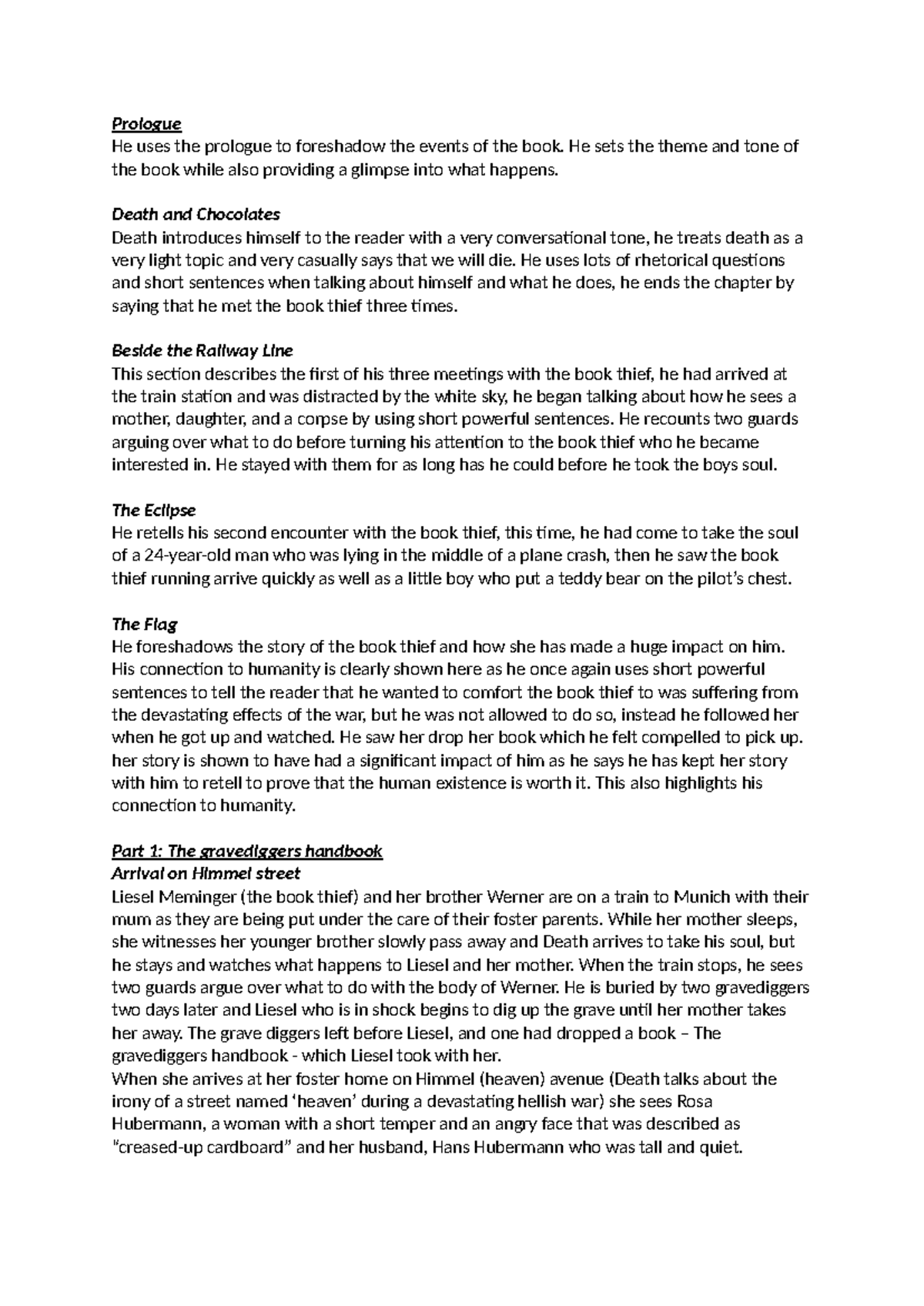 The Book Thief (Part 1) - Analysis and Key Themes - Studocu
