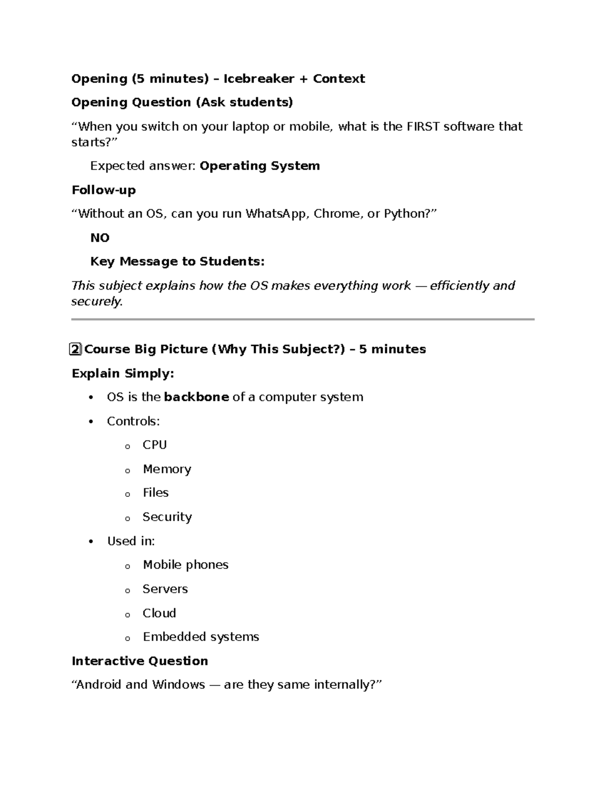 Introduction to Operating Systems (CS101) - Unit Overview and Key ...