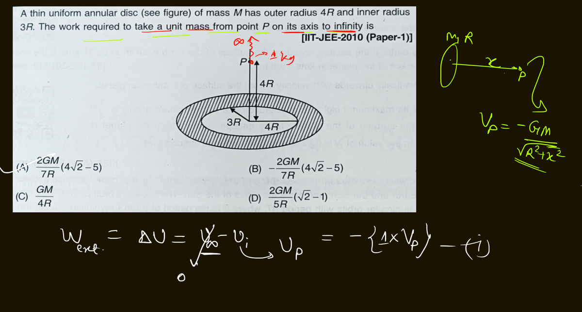 Gravitation L07 ER01 - Ufstis - A thin uniform annular disc (see figure ...