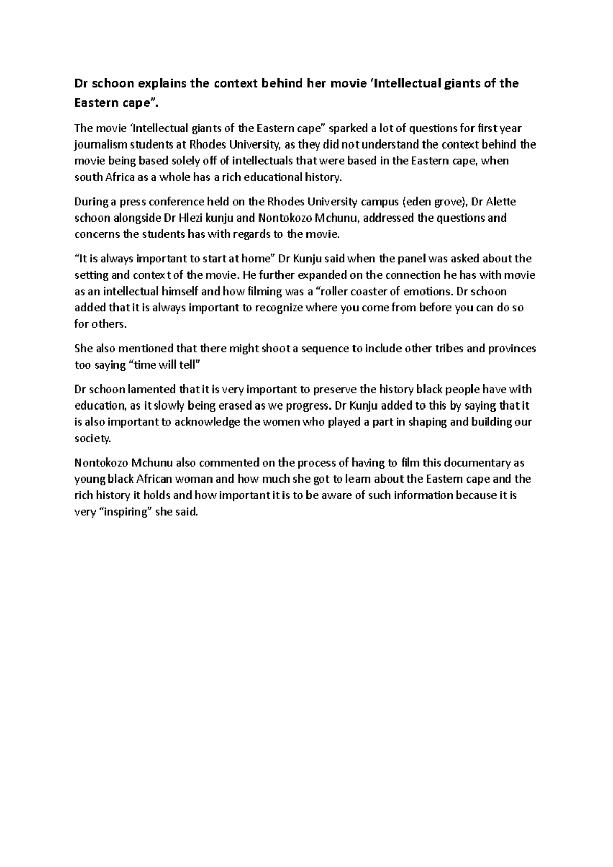 Module 1 Press Release 2022 - Dr schoon explains the context behind her ...