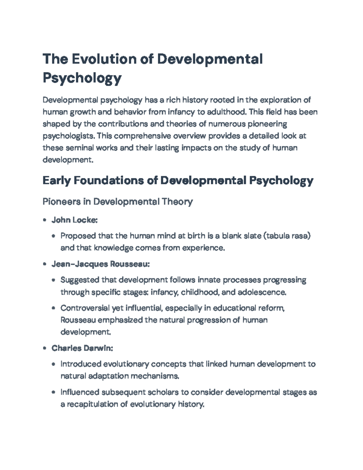 Evolution of Developmental Psychology: Key Theories and Contributors ...